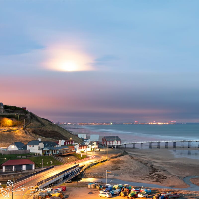 Saltburn Moon Set Mini Foam Board Print - The North Yorkshire Gallery