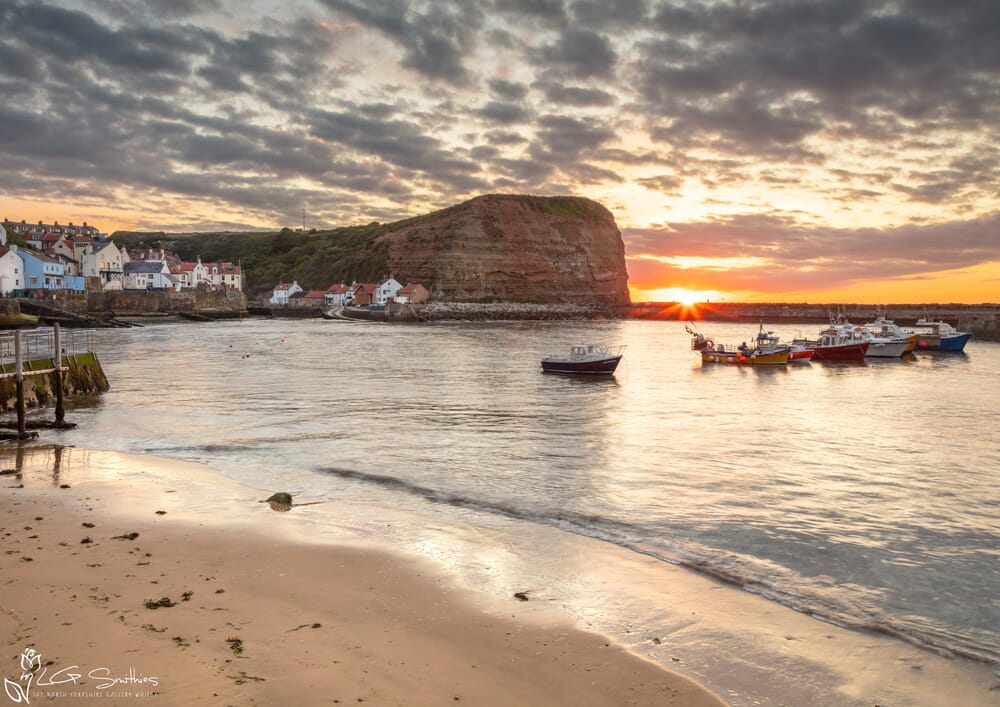 Sunset From Staithes Beach - The North Yorkshire Gallery